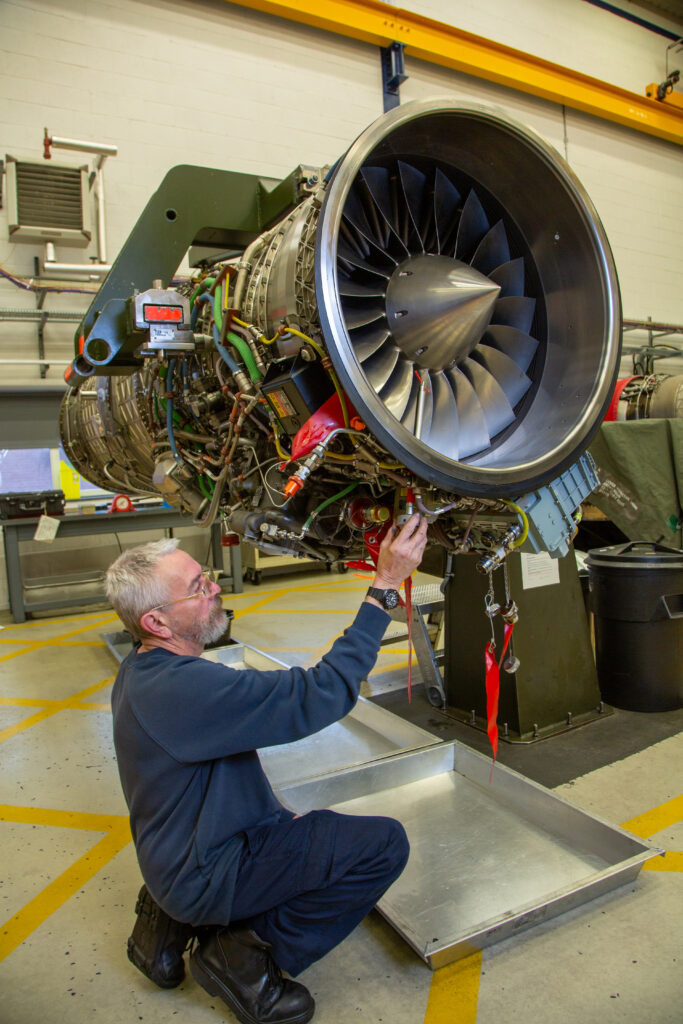 Propulsion Technician Andrew Gedney inspects a Typhon aircraft EJ200 ...