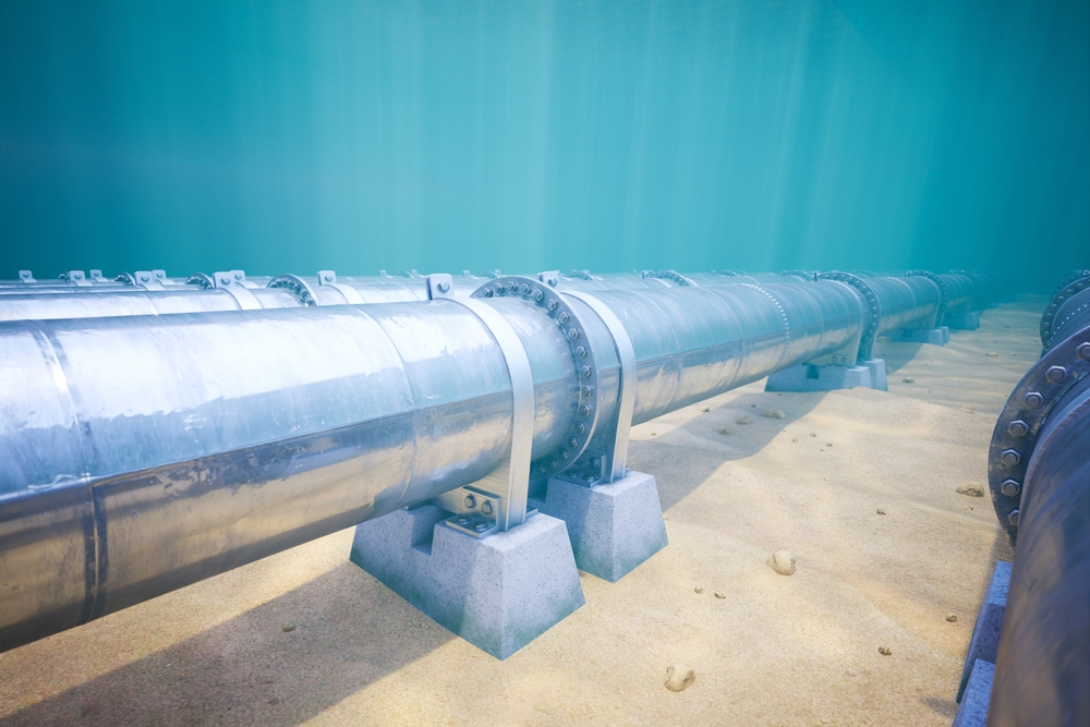 A,Newly,Installed,Pipeline,Section,Resting,On,Concrete,Supports,Spans ...