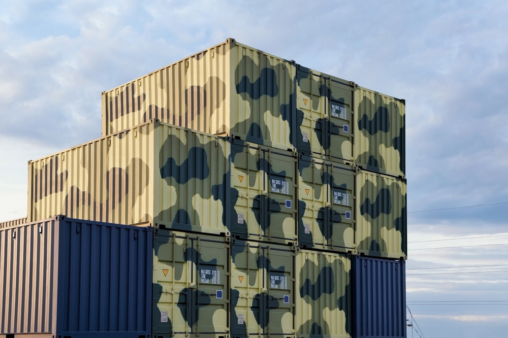 Military,Shipping,Containers,Contain,Weapon,Or,Special-purpose.,Stacked ...