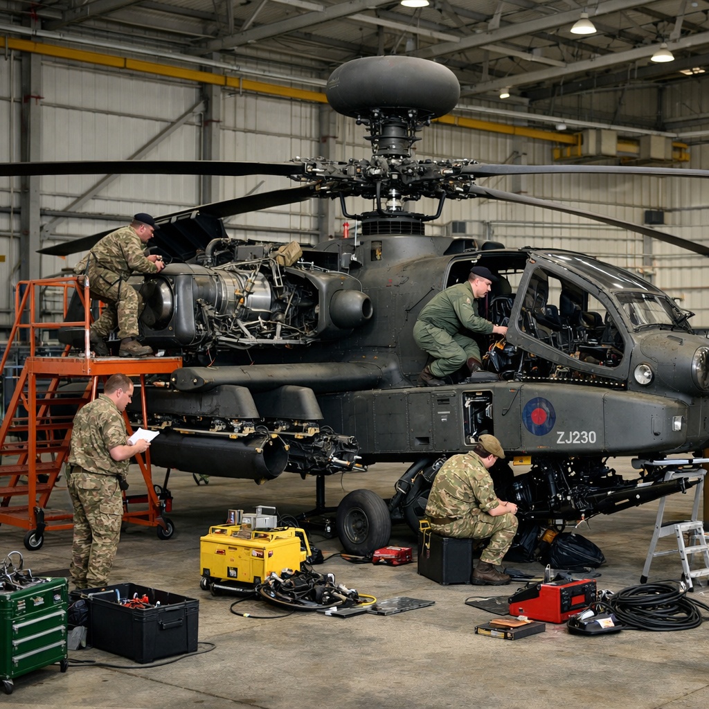 British,Apache,Helicopter,Being,Maintained - Defence Online